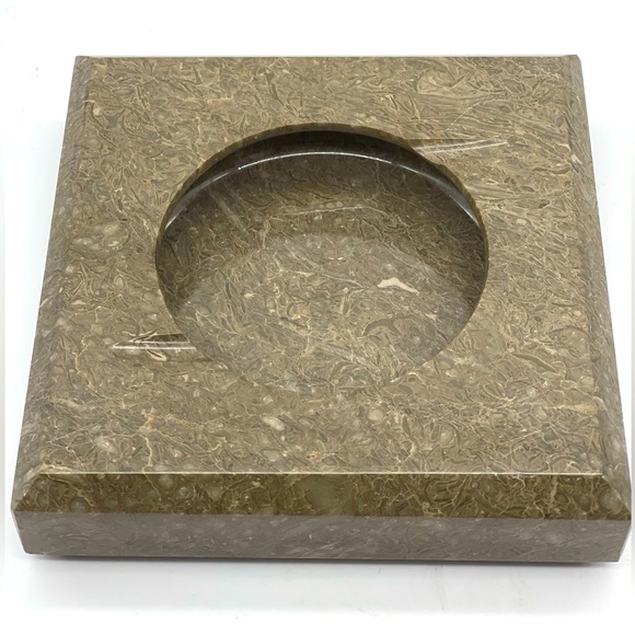 Accents | 4 Marble Ashtray Made In Pakistan Natural Fossil Stone Dark ...